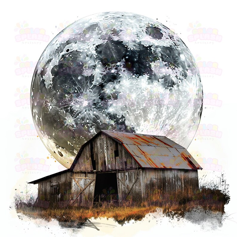 14 Beautiful Harvest Moon Art Clipart | Rustic Fall Decor and Autumn ...