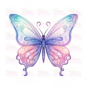 15 Cute Butterfly Boho Pastel Clipart Watercolor Butterflies Digital ...