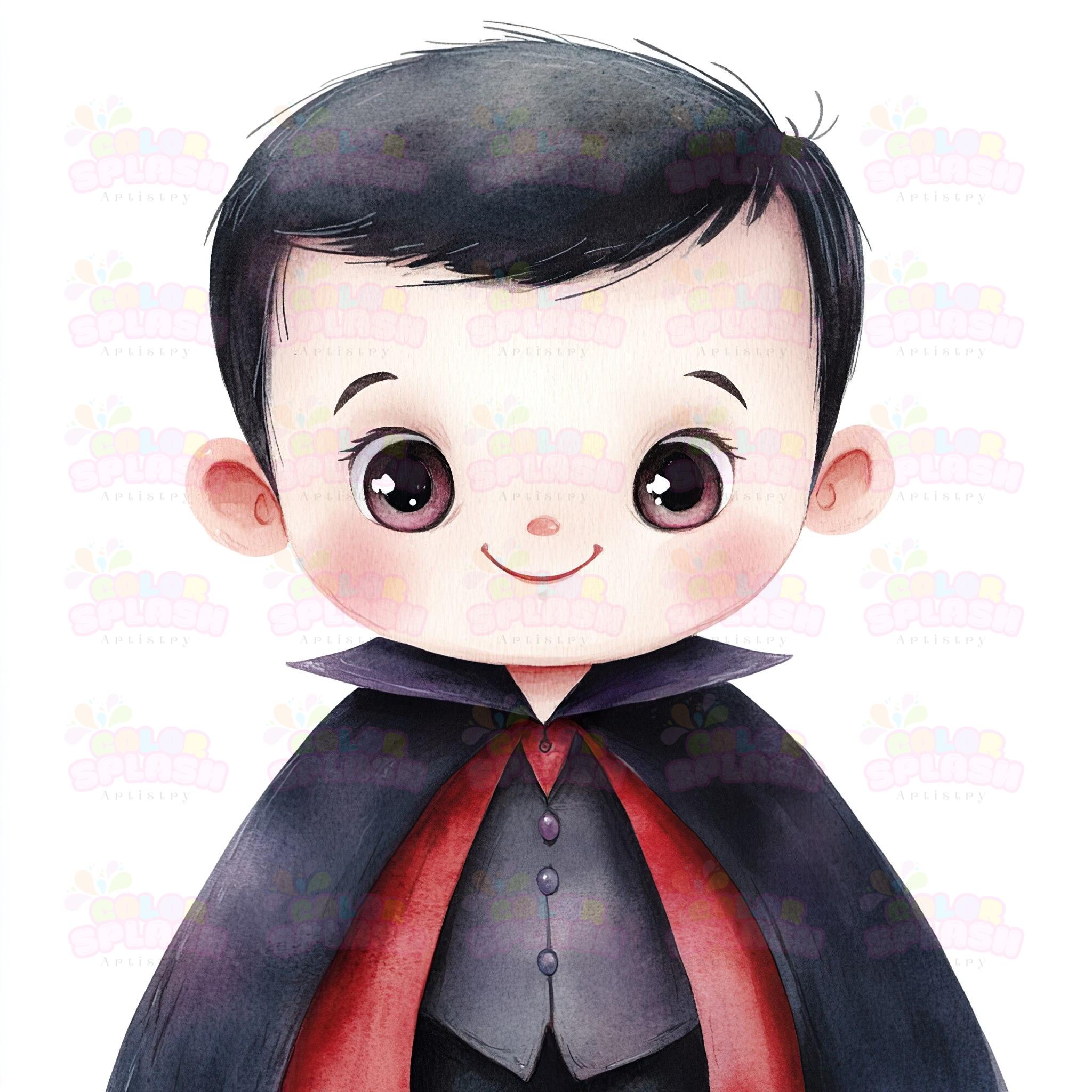 14 Cute Dracula Clipart | Friendly Watercolor Vampire in Classic Cape ...