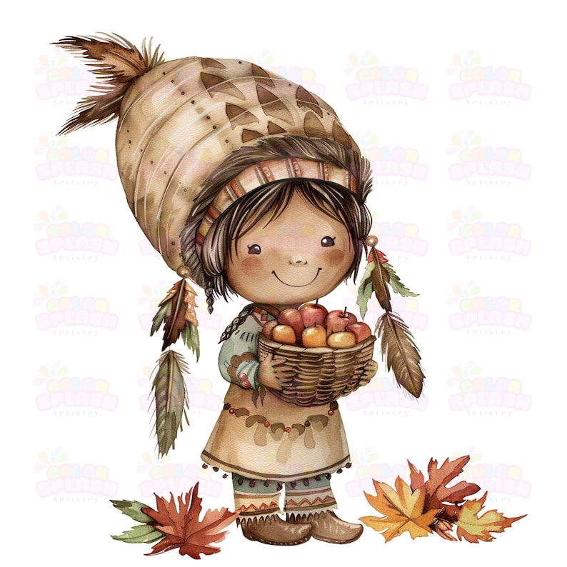 15 Cute Pilgrims and Native Americans Clipart | Thanksgiving PNG ...