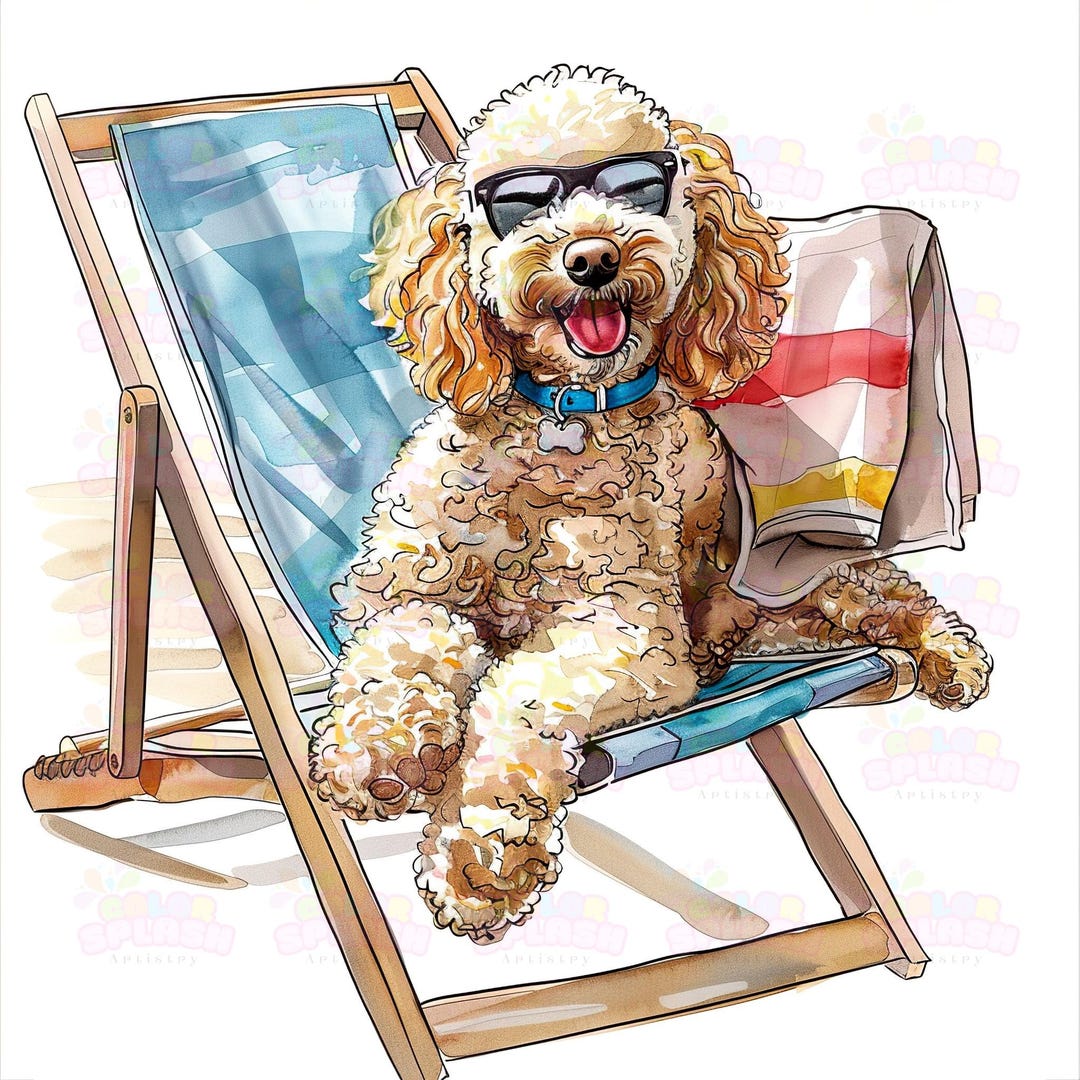 14 Watercolor Beach Dog Art Print - Cute Coastal Dog Illustration ...