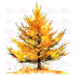 19 Yellow Christmas Tree Clipart | High Resolution Watercolor Vector ...