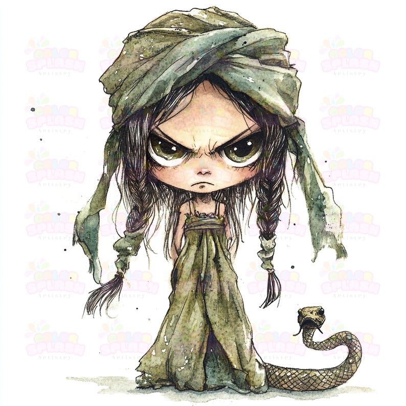 16 Evil Chibi Witch Art | Snake Skin Turban & Burpal Sack Clothing ...