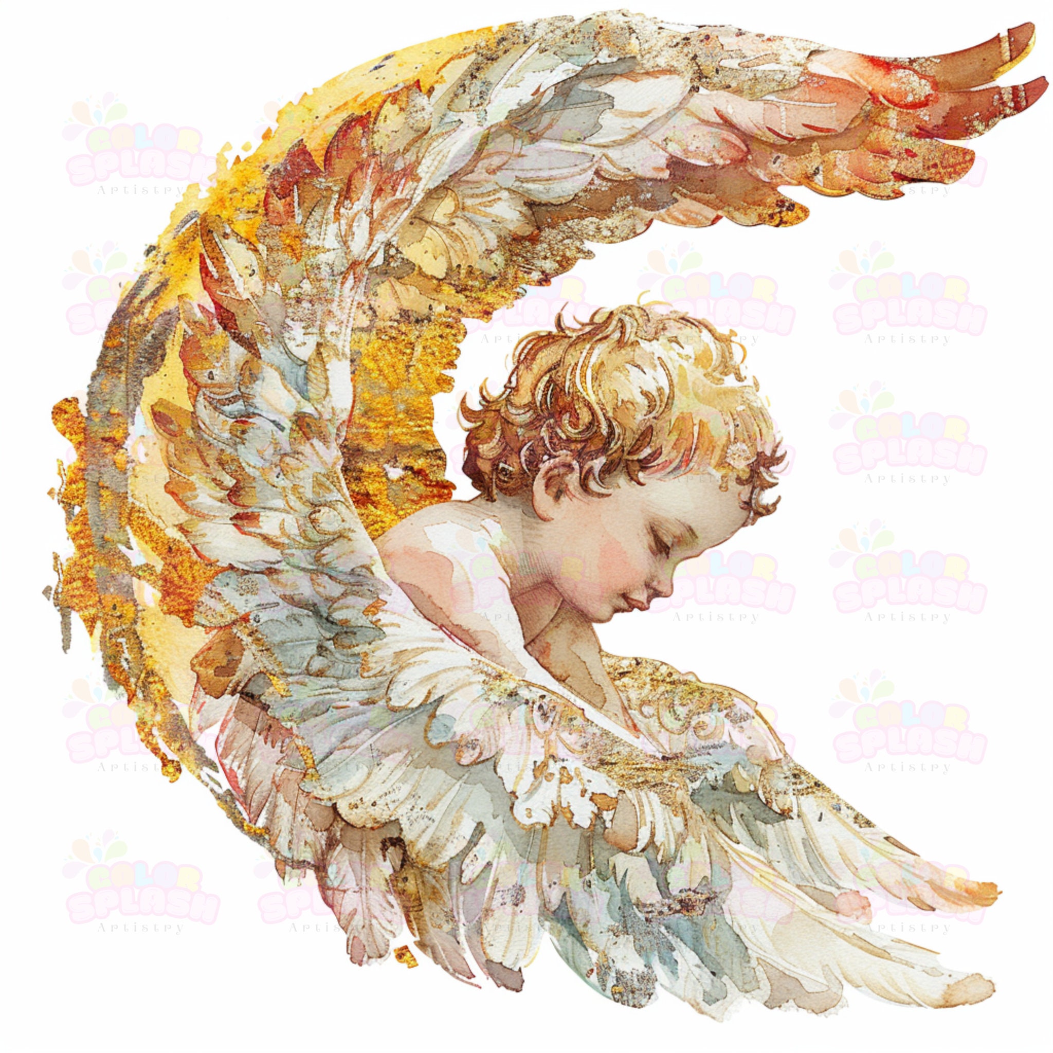 19 Watercolor Angel Clipart, Angel W/ Golden Halo, Cute Angel ...