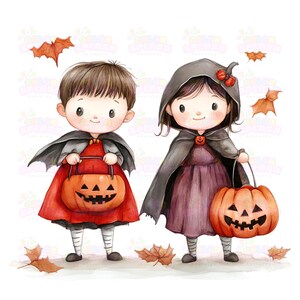 20 Children Dressed as Vampires Clipart | Kawaii Halloween Trick-or ...