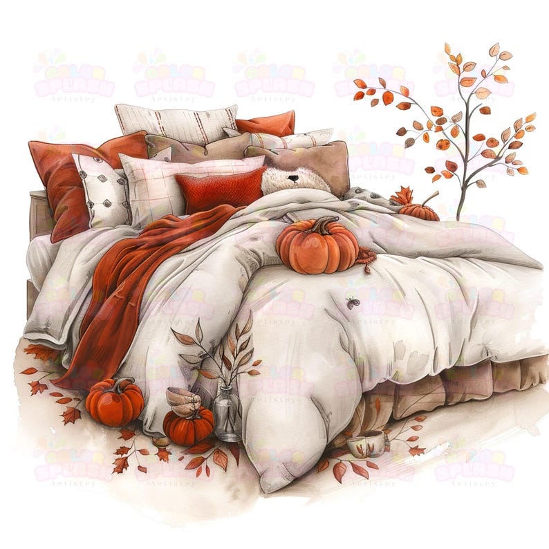 20 Cozy Fall Scenes Watercolor Clipart | Autumn Scenery Art | Rustic ...