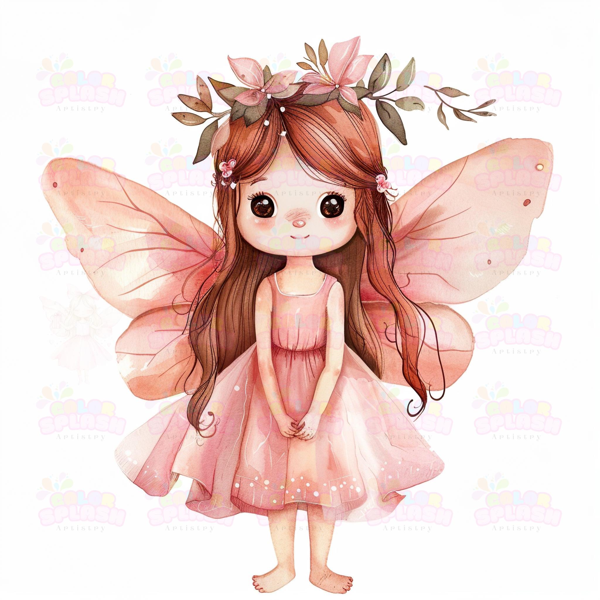 15 Whimsical Watercolor Fairy Clipart | Cute Nursery Decor | Light Pink ...