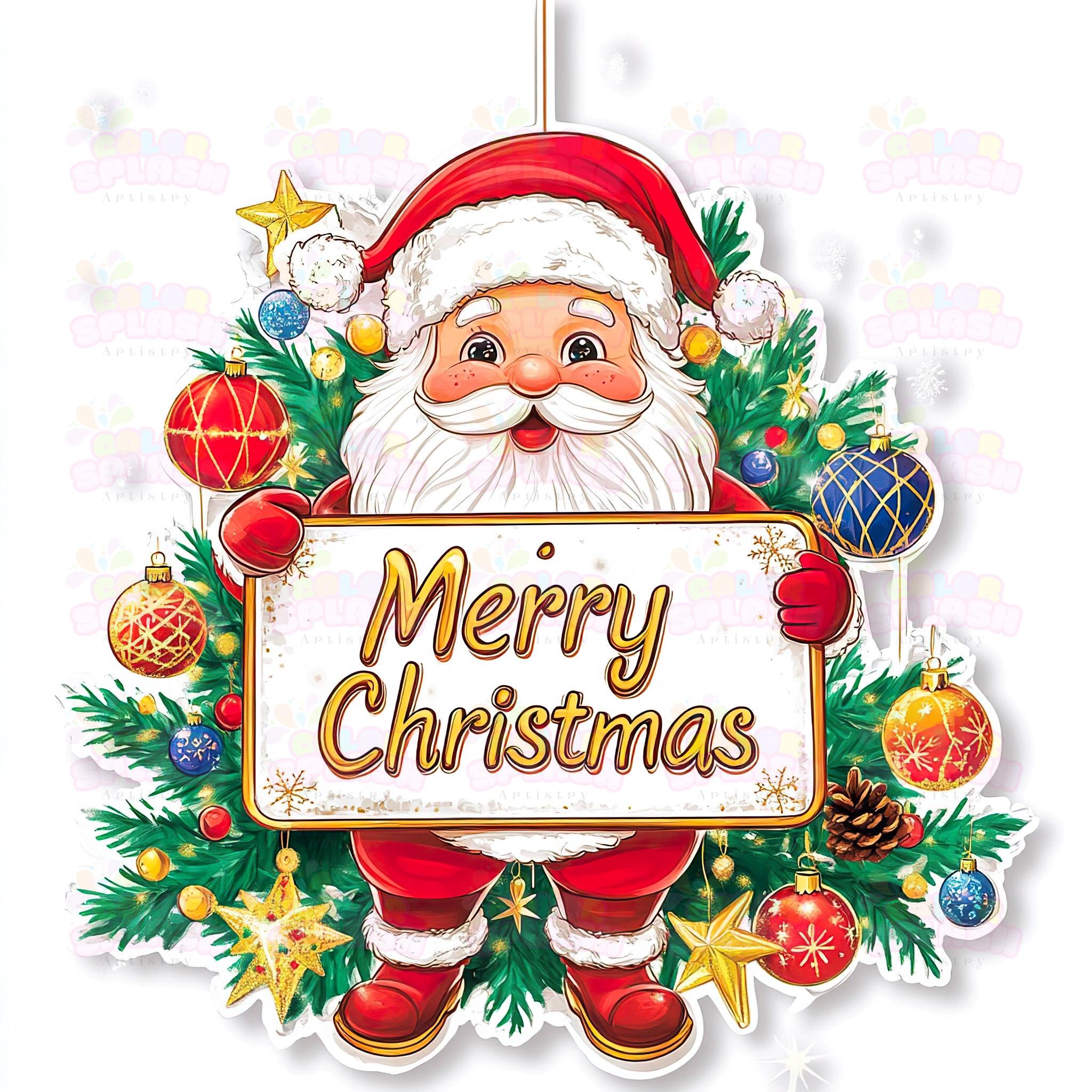 17 Bright Santa Claus Stickers | Merry Christmas Sign With Glittering ...
