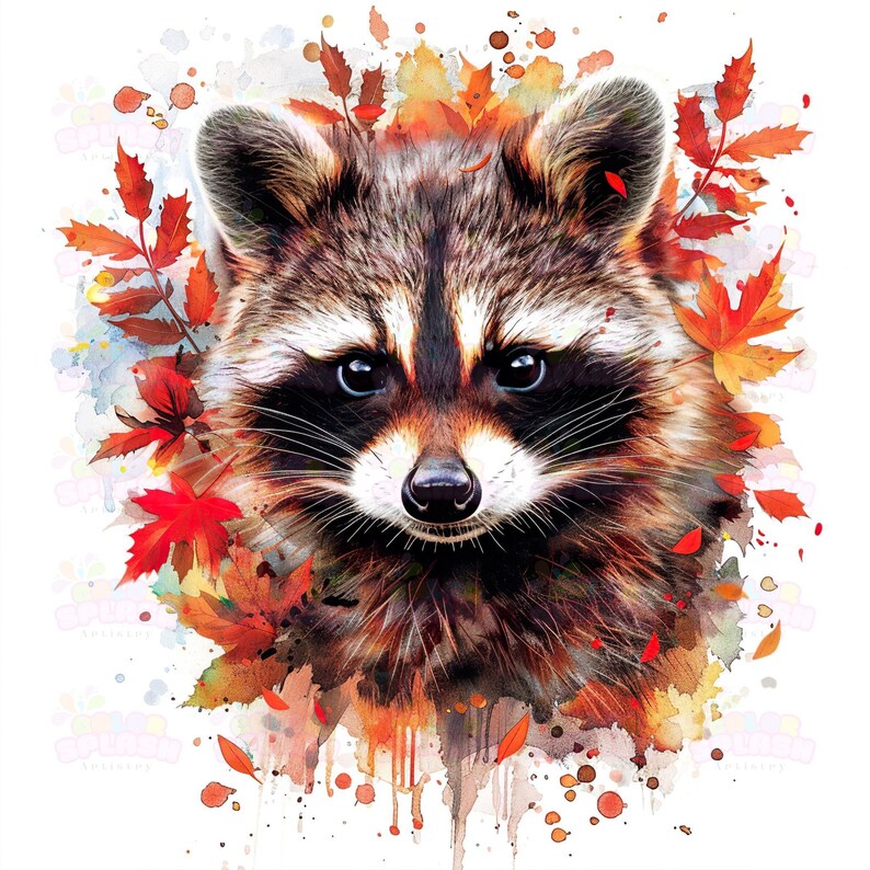 15 Cute Fall Raccoon Clipart | Autumn Animal Printable Art | Digital ...