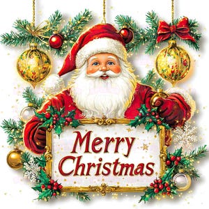 17 Bright Santa Claus Stickers | Merry Christmas Sign With Glittering ...