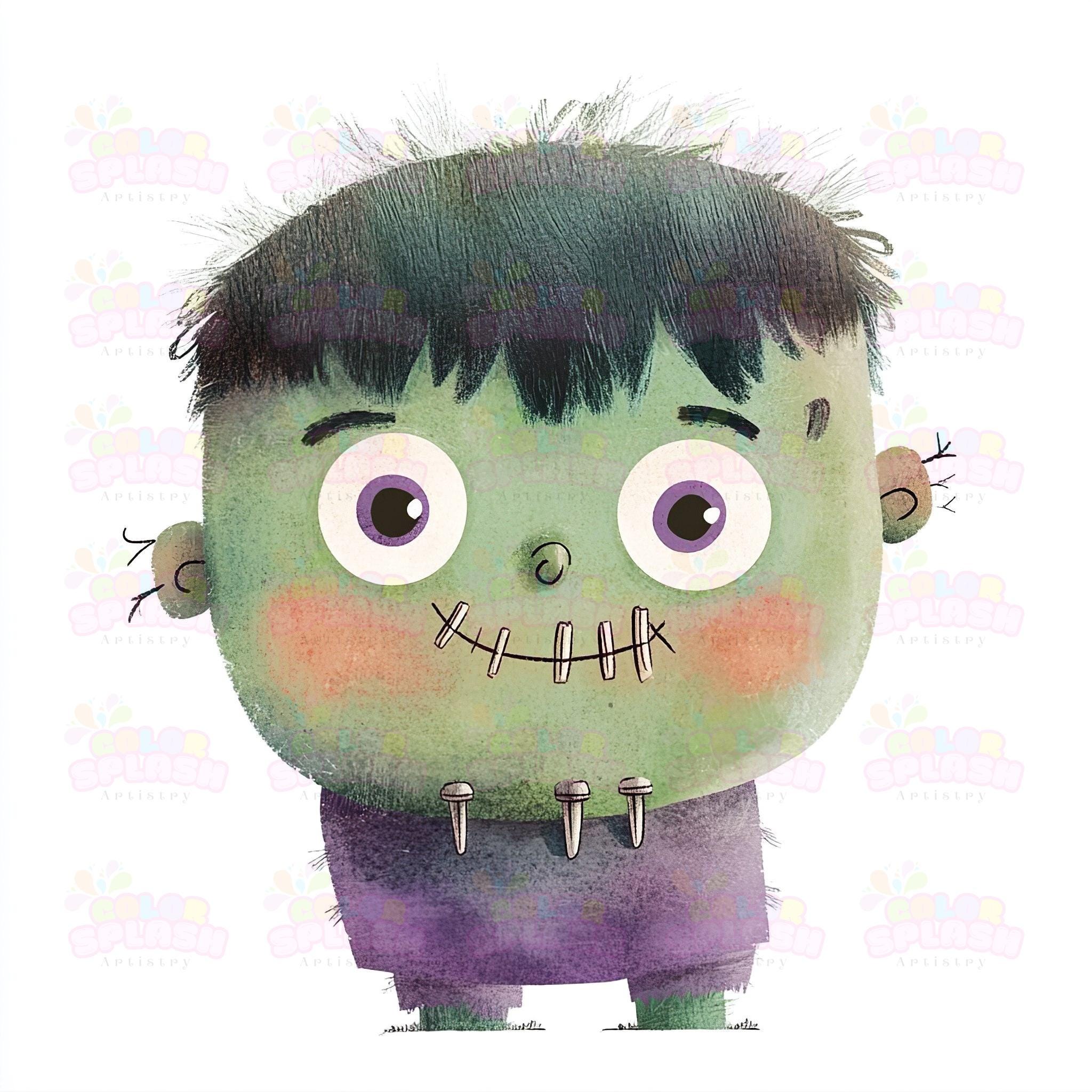 14 Cute Frankenstein Clipart | Green Monster With Bolts | Playful ...