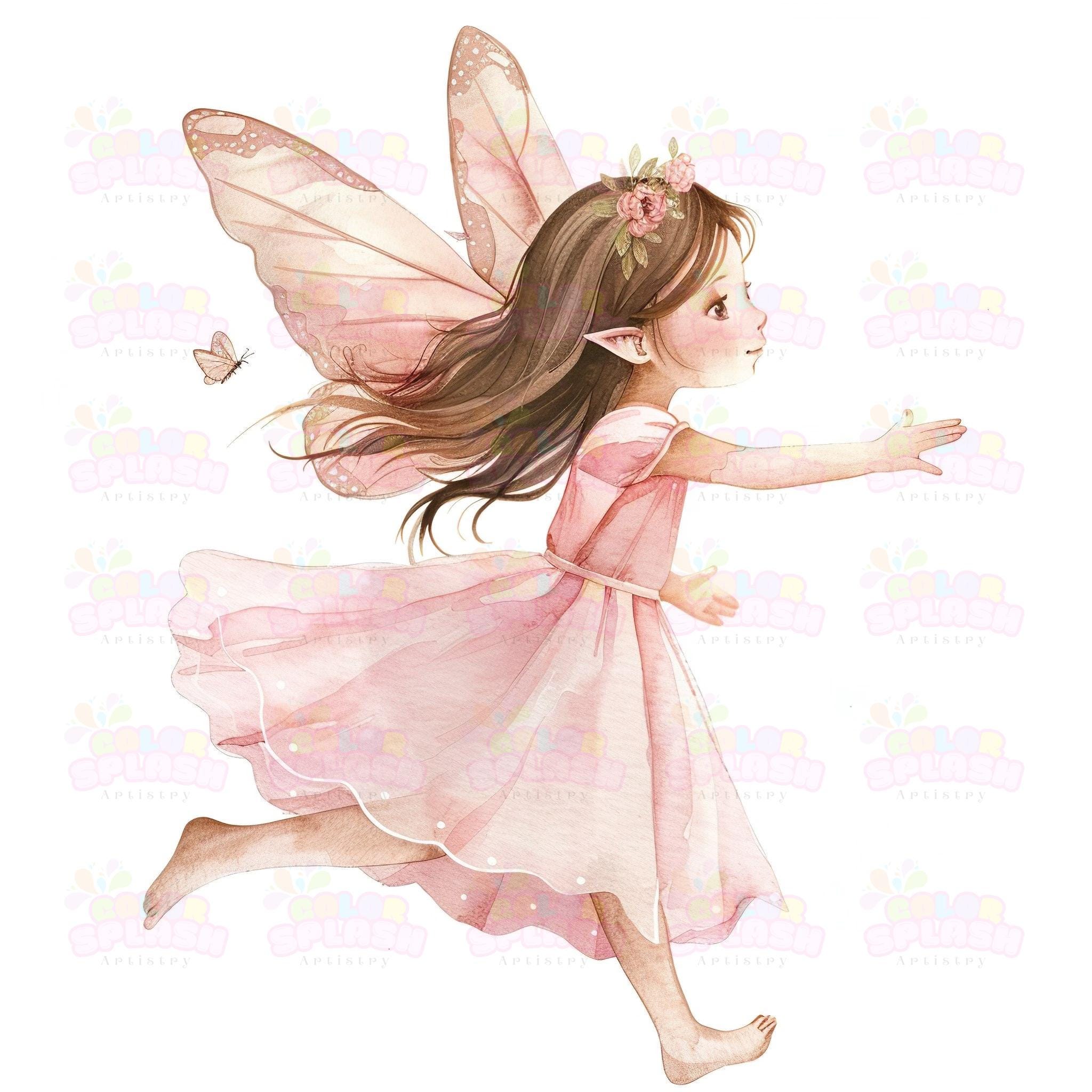 15 Whimsical Watercolor Fairy Clipart | Cute Nursery Decor | Light Pink ...