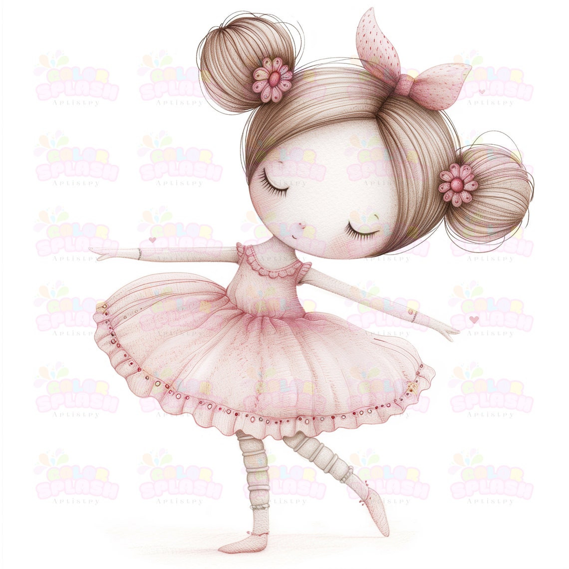 14 Whimsical Ballerina Girl Dancing Clipart, Pink Ballet Dress, Light ...