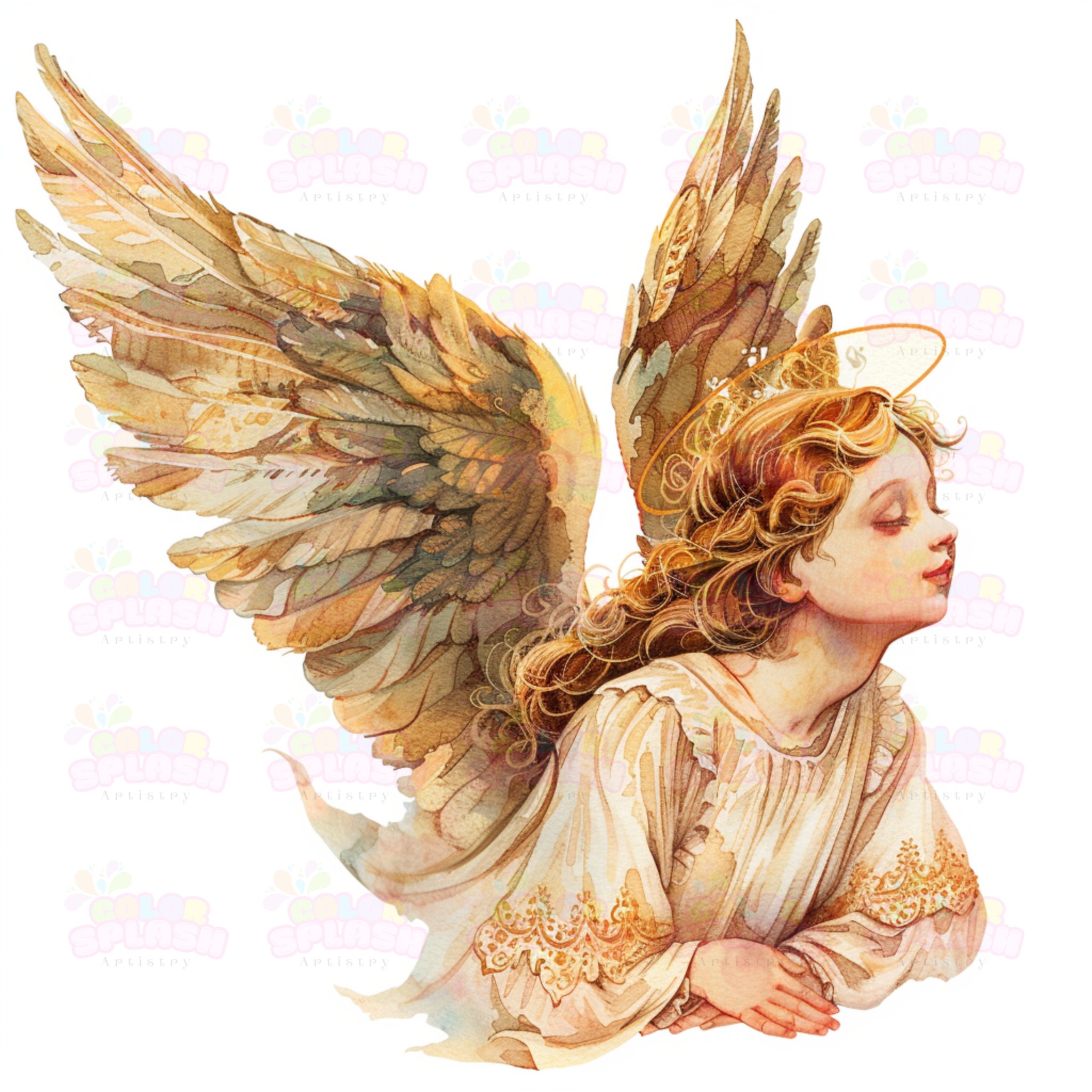 19 Watercolor Angel Clipart, Angel W/ Golden Halo, Cute Angel ...