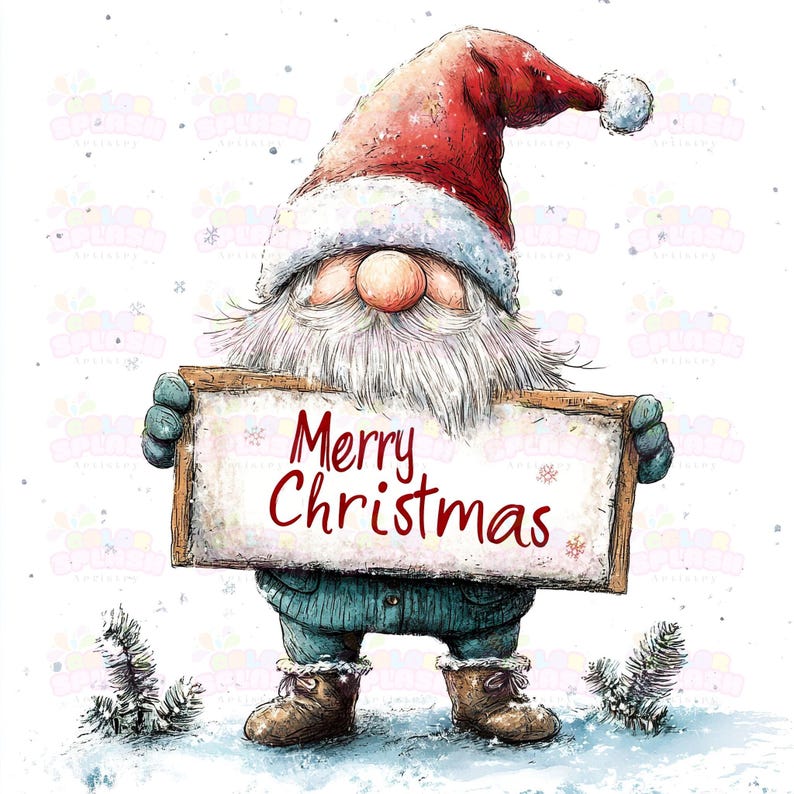 17 Cute Gnome Clipart | Merry Christmas Sign in Festive Colors ...