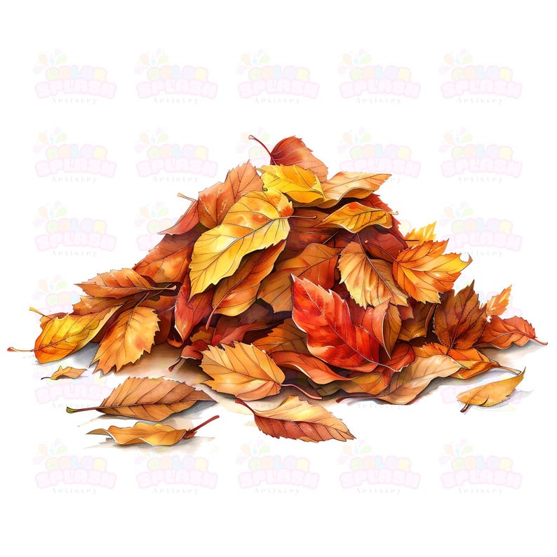 14 Autumn Leaves Cluster Watercolor PNG | Fall Clipart for Crafts ...