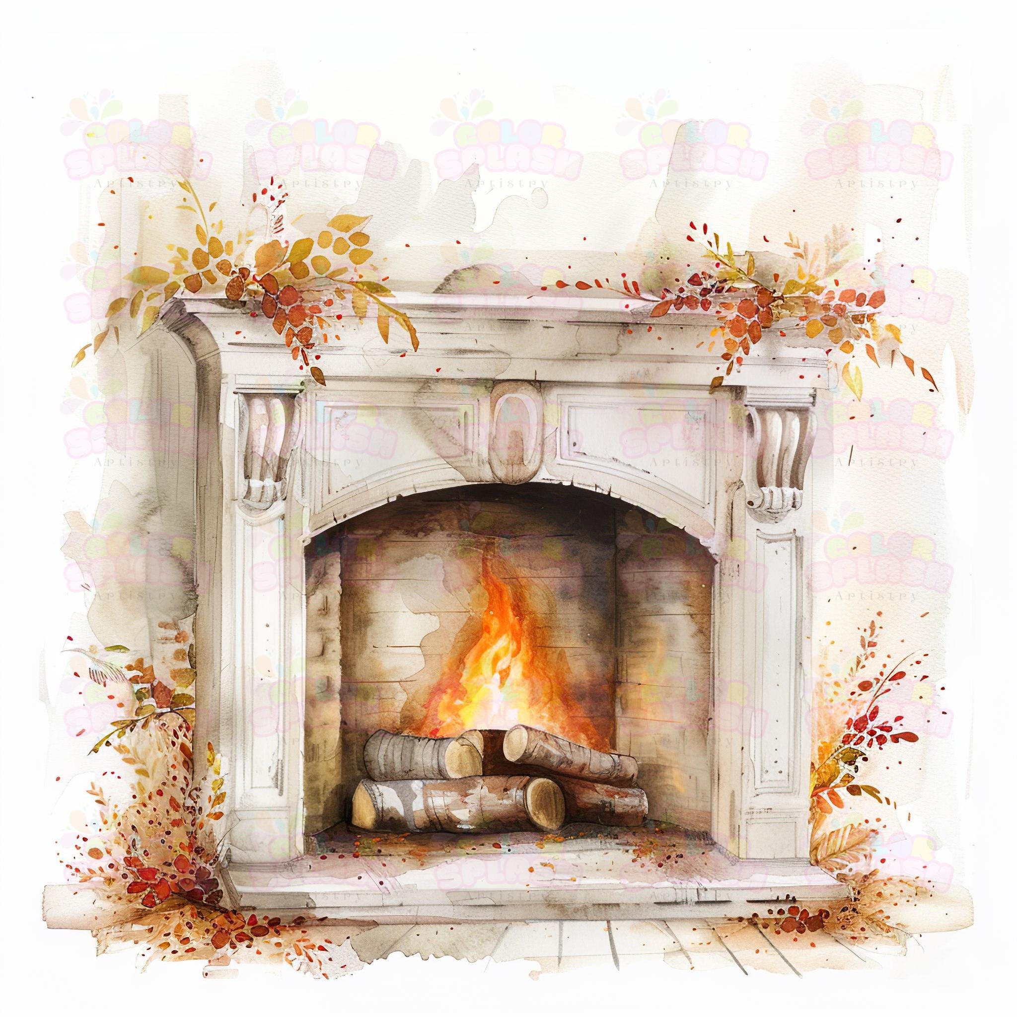 20 Cozy Fall Scenes Watercolor Clipart | Autumn Scenery Art | Rustic ...
