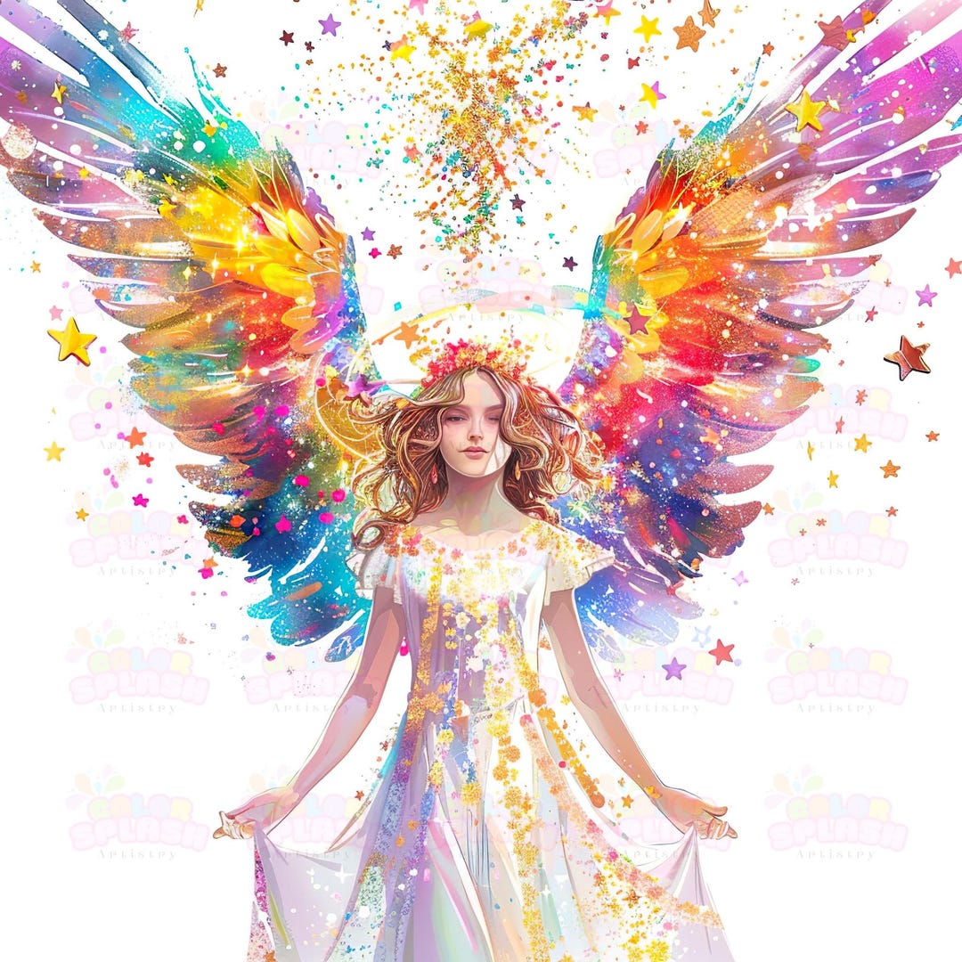 18 Vibrant Angelic Girl Art Print | Bright Colorful Decor | Whimsical ...
