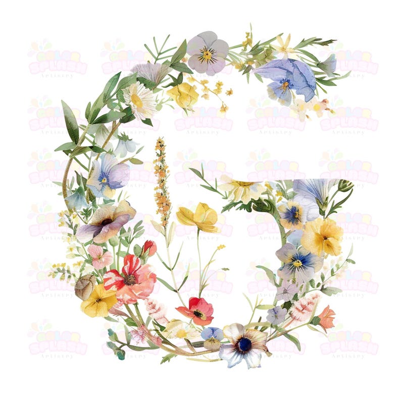 27 Watercolor Floral Alphabet Letters - Wildflower Garland Initials Art ...