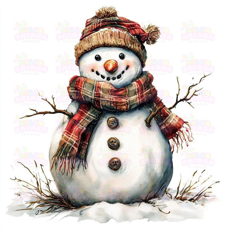 17 Watercolor Snowman Clipart | Cute Winter Decor | Christmas Art ...