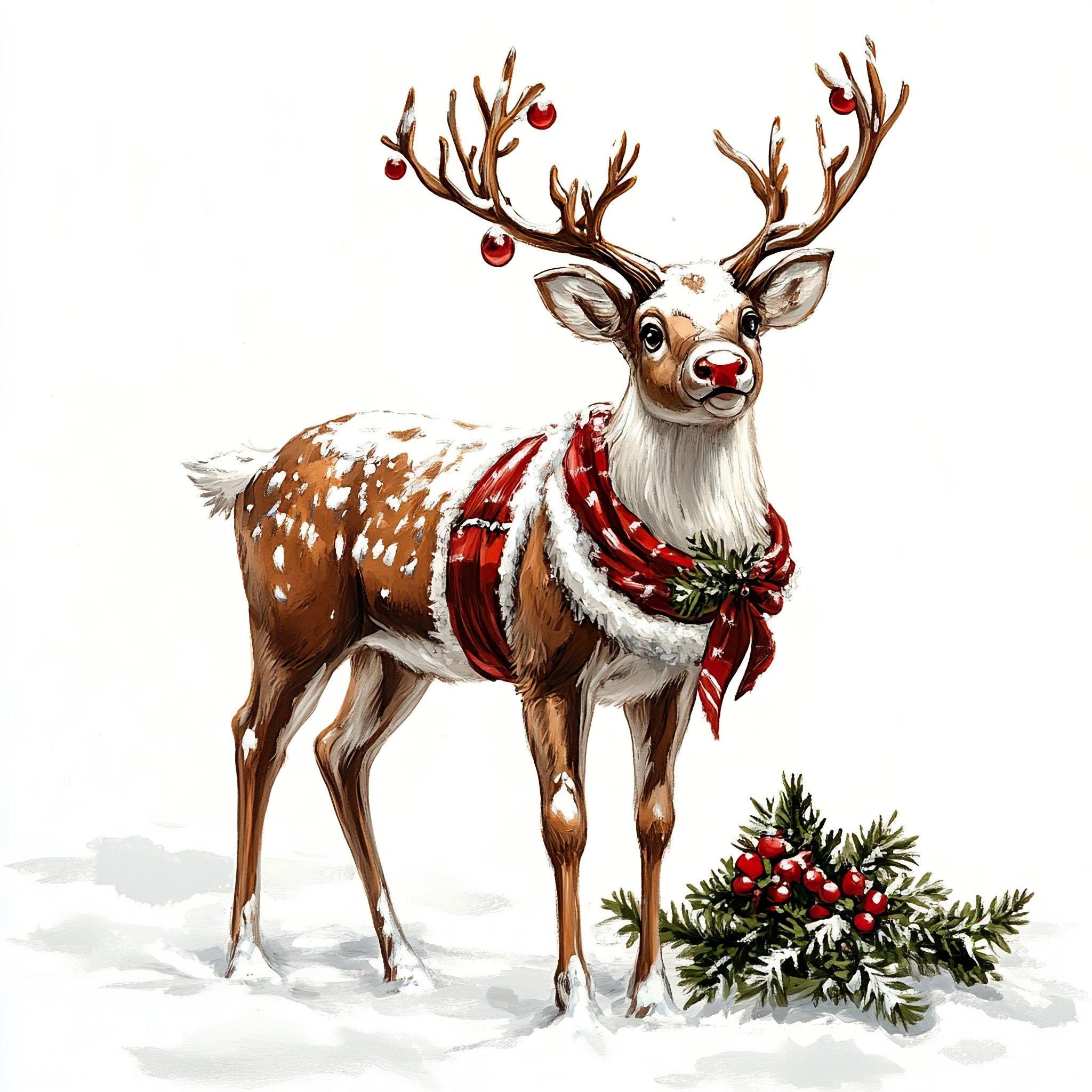 16 Detailed Santa's Reindeer Clipart | Cute Holiday Reindeer Graphics ...
