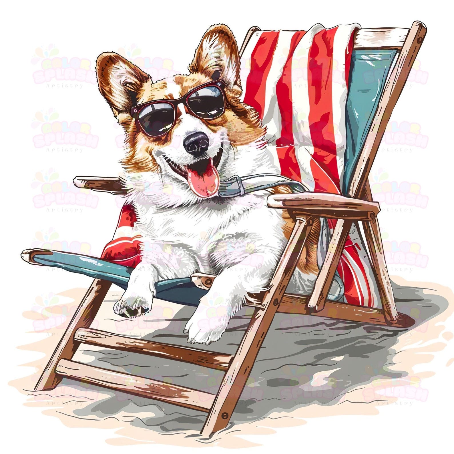 14 Watercolor Beach Dog Art Print - Cute Coastal Dog Illustration ...