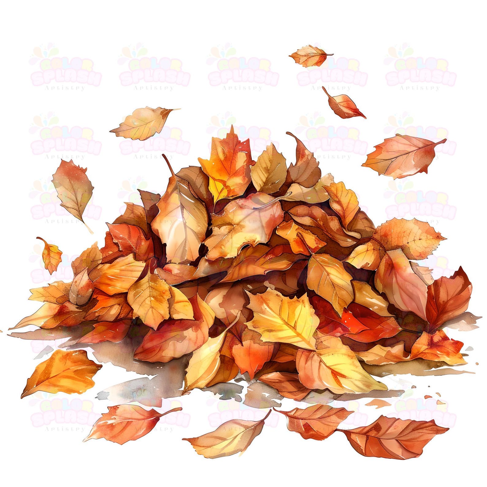 14 Autumn Leaves Cluster Watercolor PNG | Fall Clipart for Crafts ...