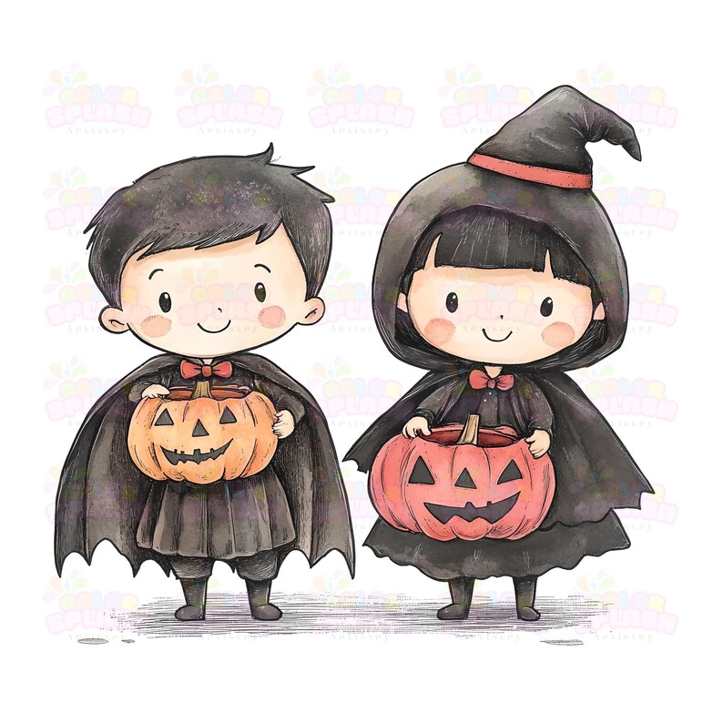 20 Children Dressed as Vampires Clipart | Kawaii Halloween Trick-or ...