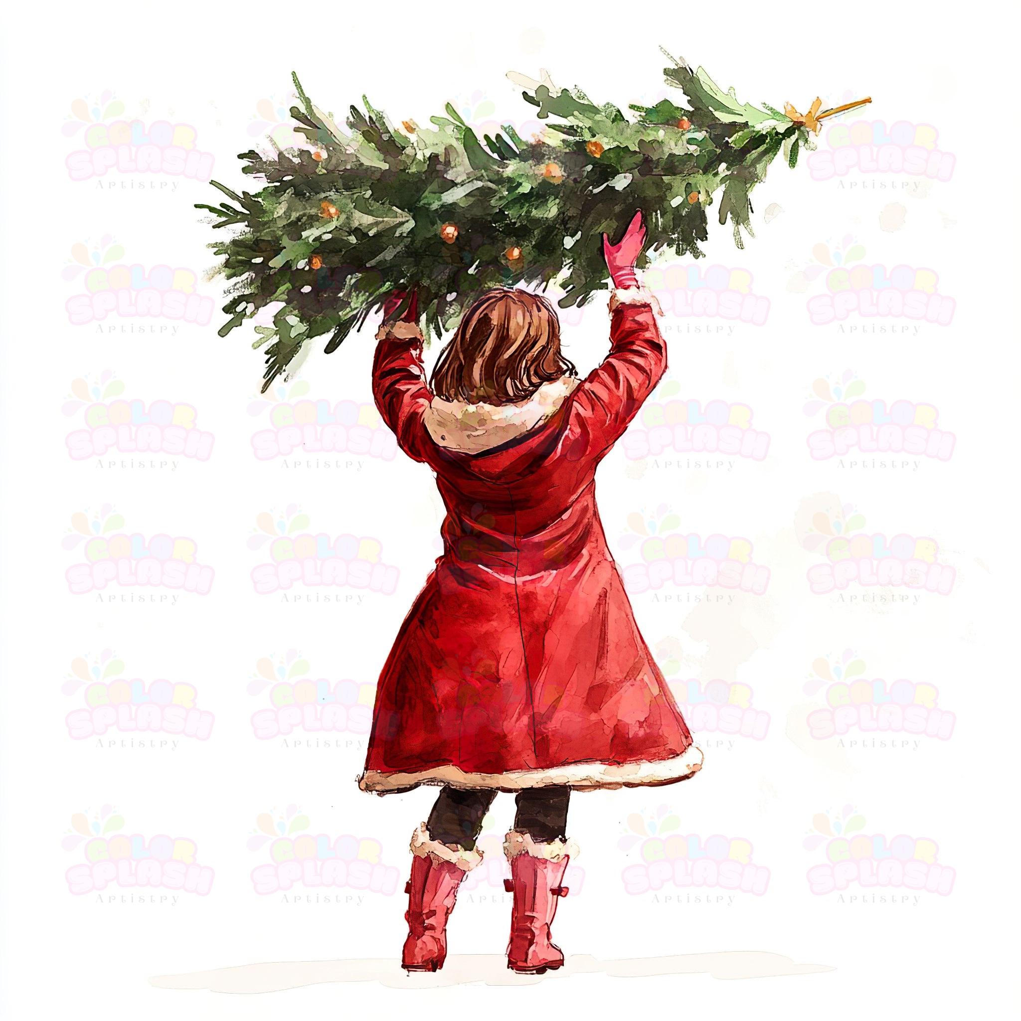 14 Charming Illustration of a Person Holding up a Christmas Tree in a ...