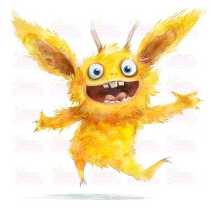 19 Playful Yellow Monster Art Print | Cute Monster Illustration for ...