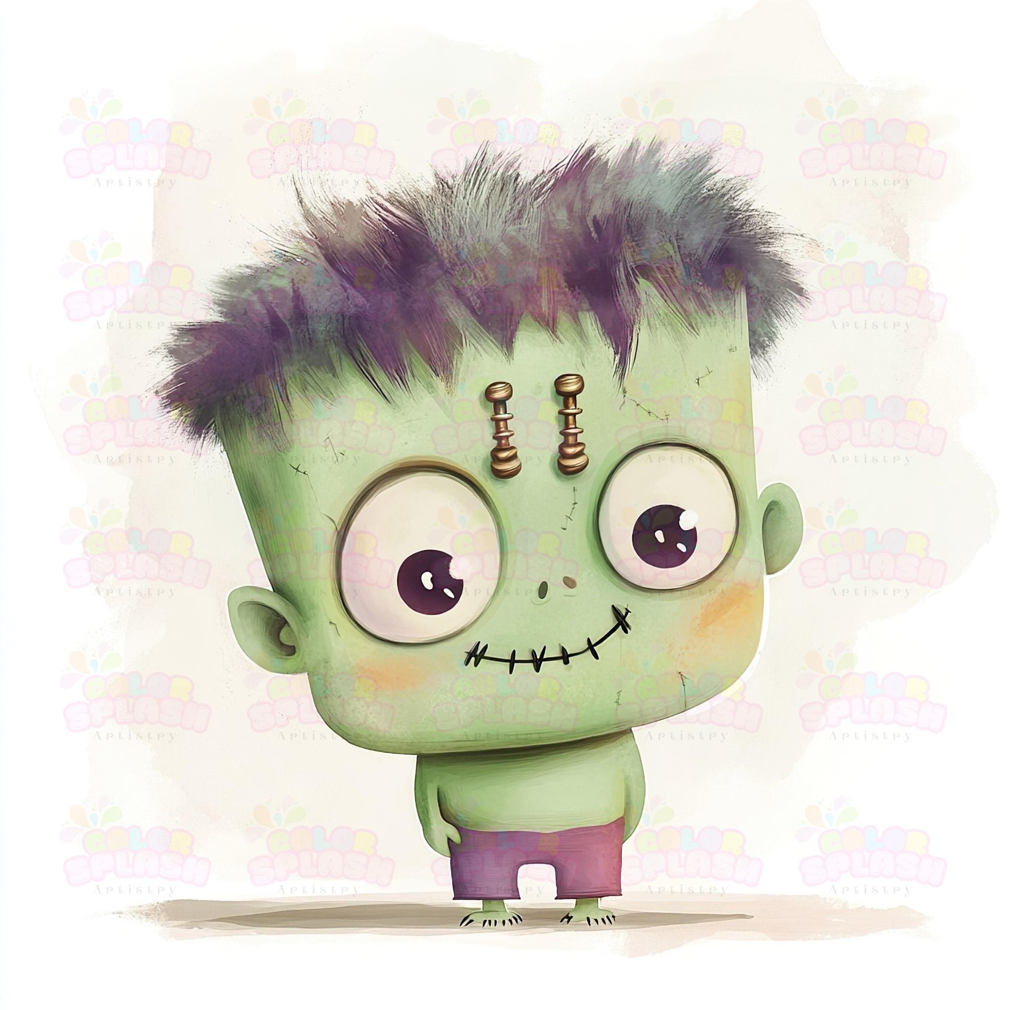 14 Cute Frankenstein Clipart | Green Monster With Bolts | Playful ...