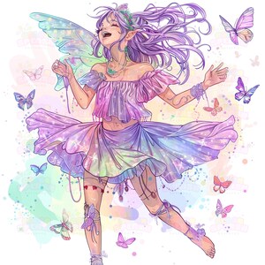 14 Cute Singing Fairy in Colorful Clothes With Pink and Purple, Light ...