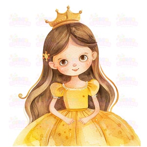 12 Child Princess Watercolor Illustration, Cute Princess Tiara ...