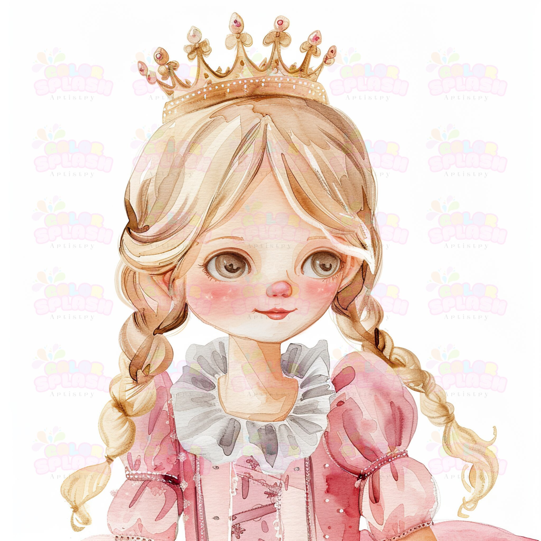 12 Child Princess Watercolor Illustration, Cute Princess Tiara ...