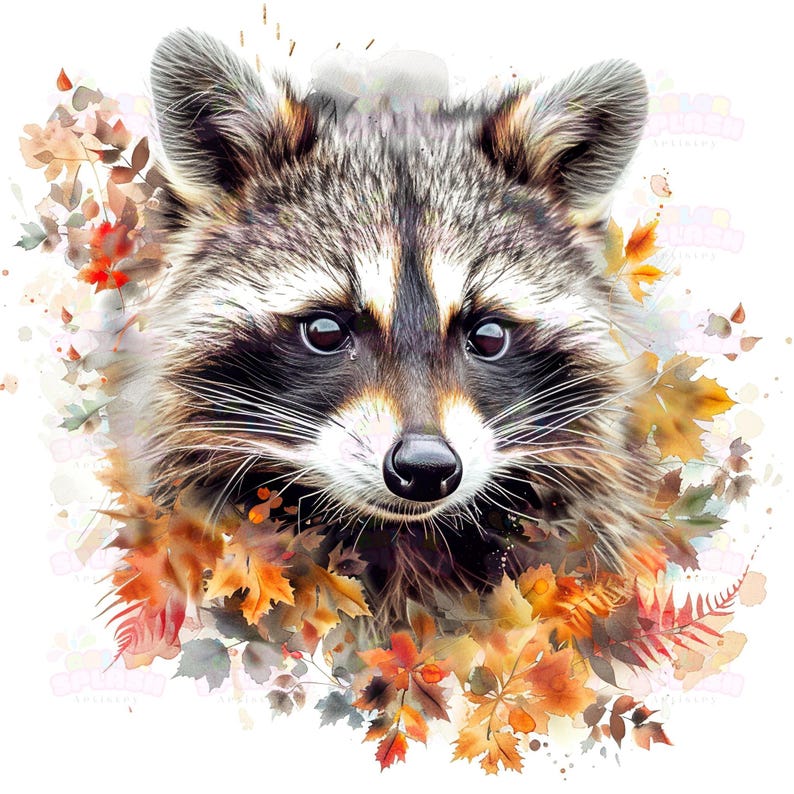 15 Cute Fall Raccoon Clipart | Autumn Animal Printable Art | Digital ...