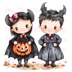 20 Children Dressed as Vampires Clipart | Kawaii Halloween Trick-or ...