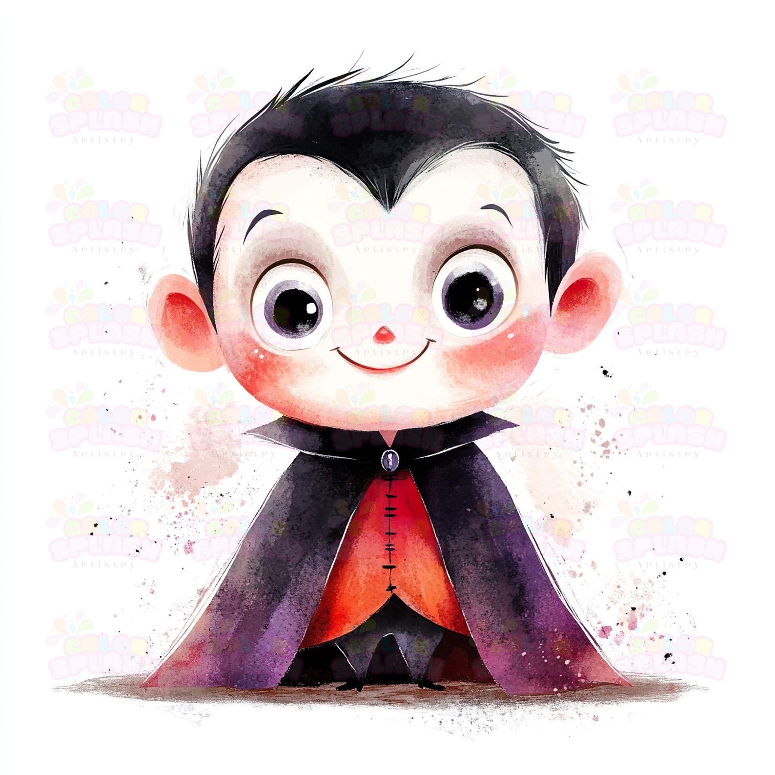 14 Cute Dracula Clipart | Friendly Watercolor Vampire in Classic Cape ...