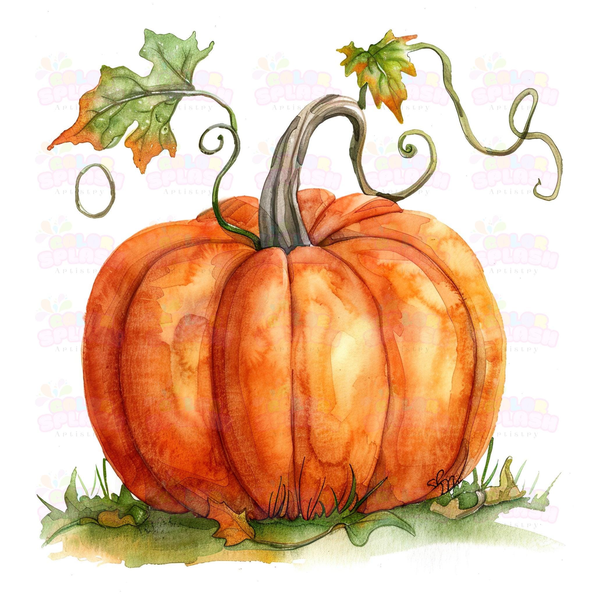 23 Watercolor Pumpkin Clipart | Autumn Pumpkin Decor | Halloween ...