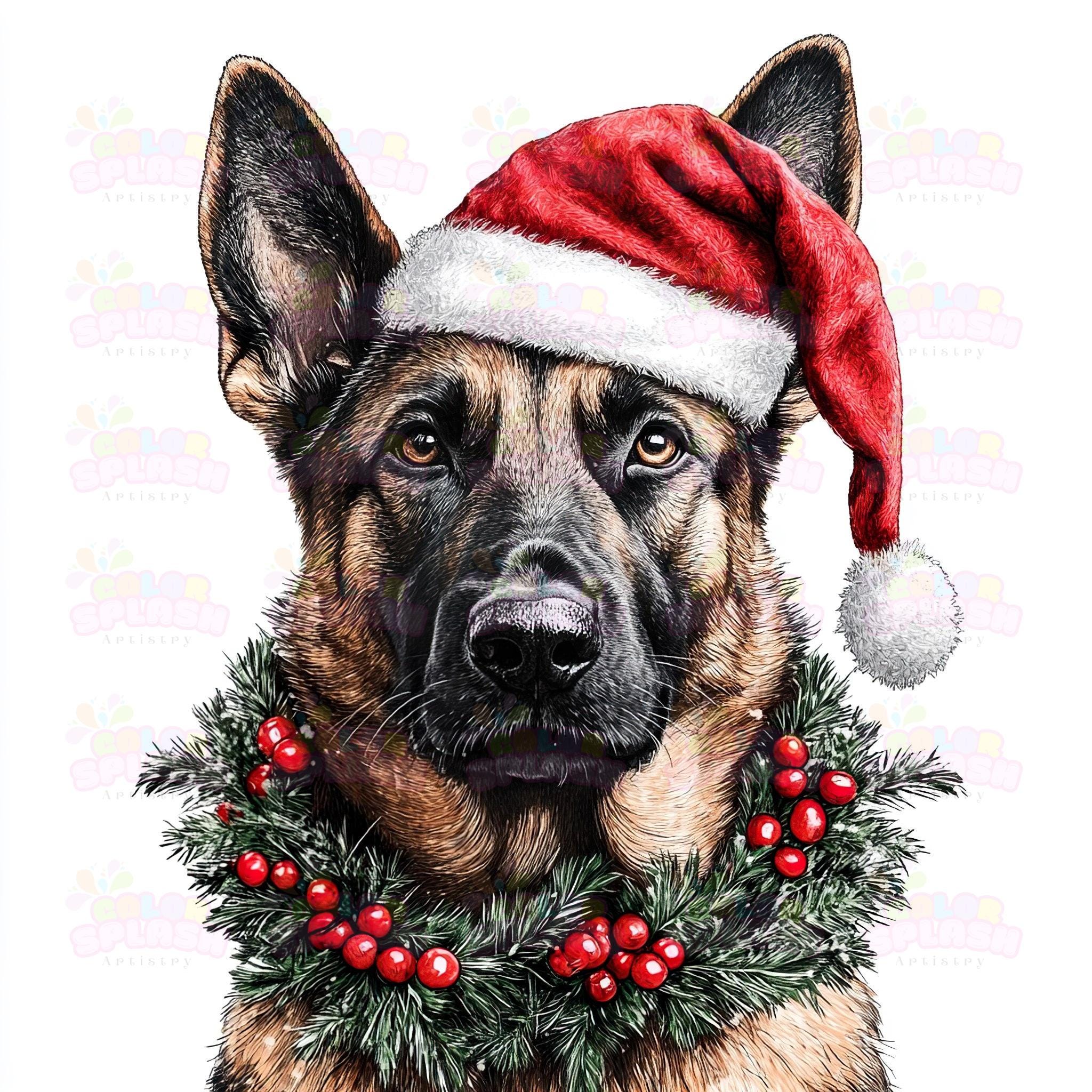 10 Adorable Christmas Dog Clipart | Cute Dog Illustration in Santa Hat ...