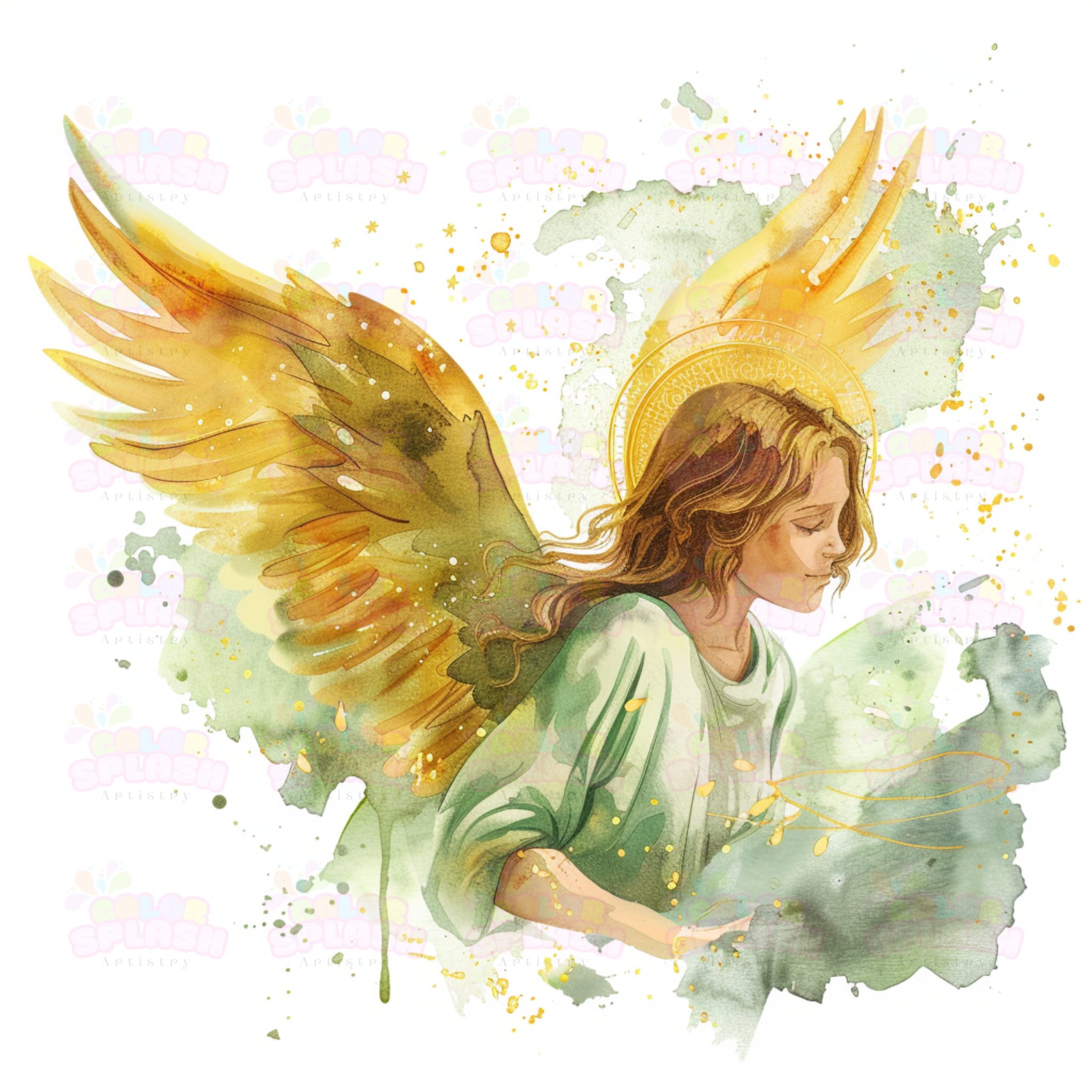 19 Watercolor Angel Clipart, Angel W/ Golden Halo, Cute Angel ...
