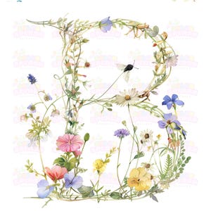 27 Watercolor Floral Alphabet Letters - Wildflower Garland Initials Art ...