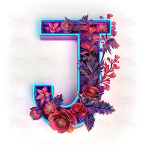 26 Floral Letter A to Z | Botanical Alphabet Monogram Wall Art | Hand ...