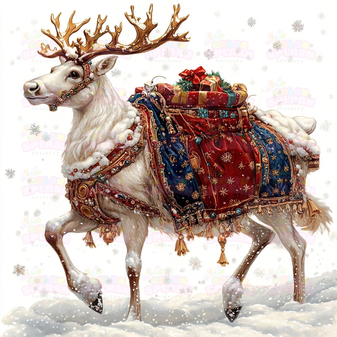 16 Detailed Santa's Reindeer Clipart | Cute Holiday Reindeer Graphics ...