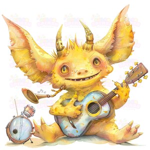 19 Playful Yellow Monster Art Print | Cute Monster Illustration for ...