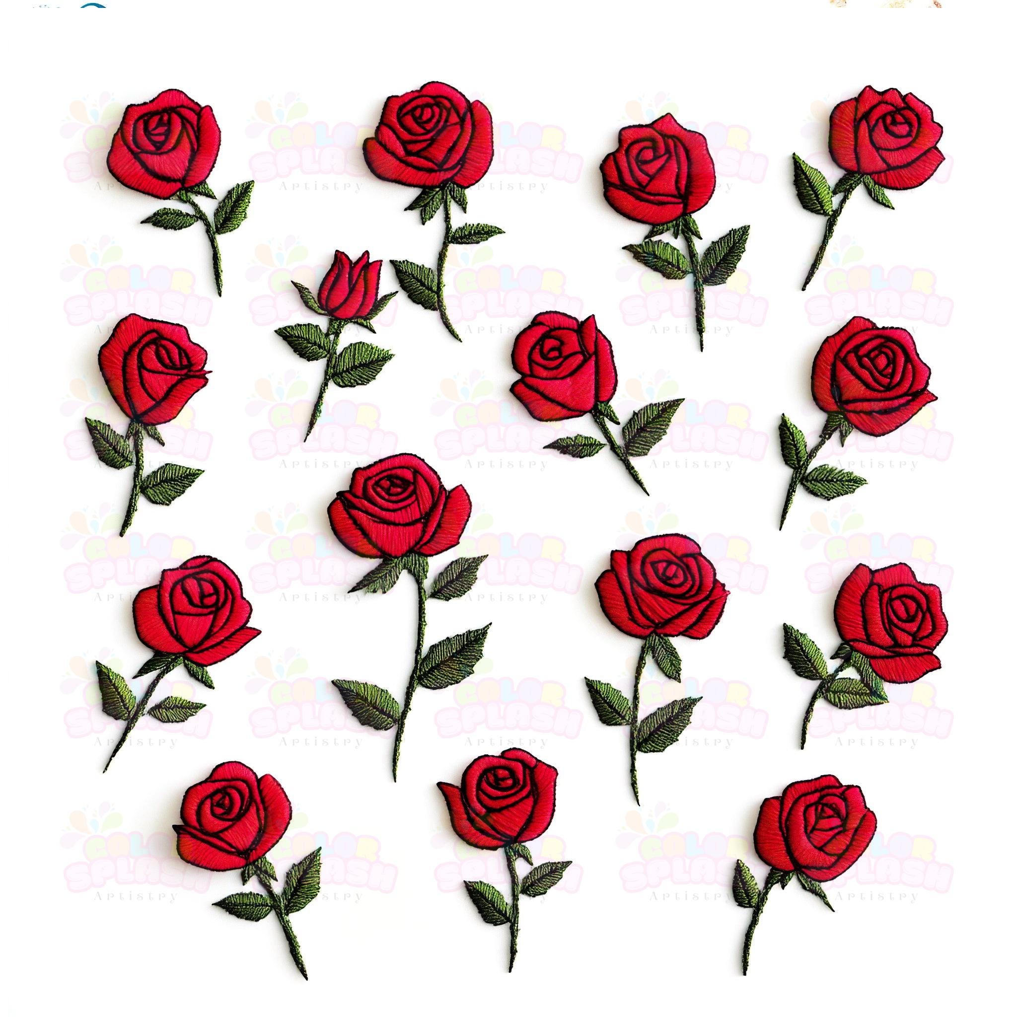 16 Valentine Roses Embroidery Applique - 12 Dozen Romantic Floral ...
