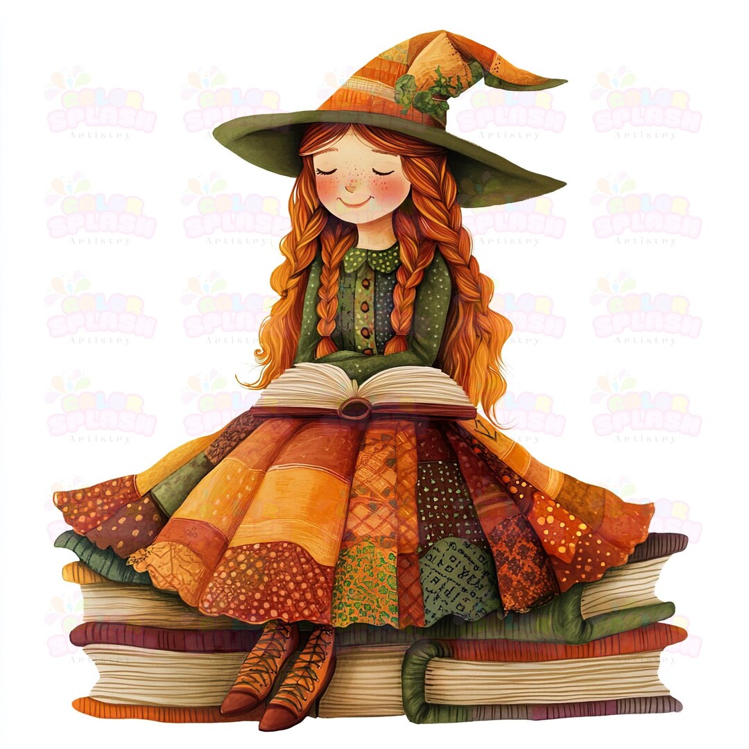 16 Whimsical Cute Young Witch Art - Smiling Witch With Braided Hair in ...