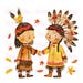 15 Cute Pilgrims and Native Americans Clipart | Thanksgiving PNG ...