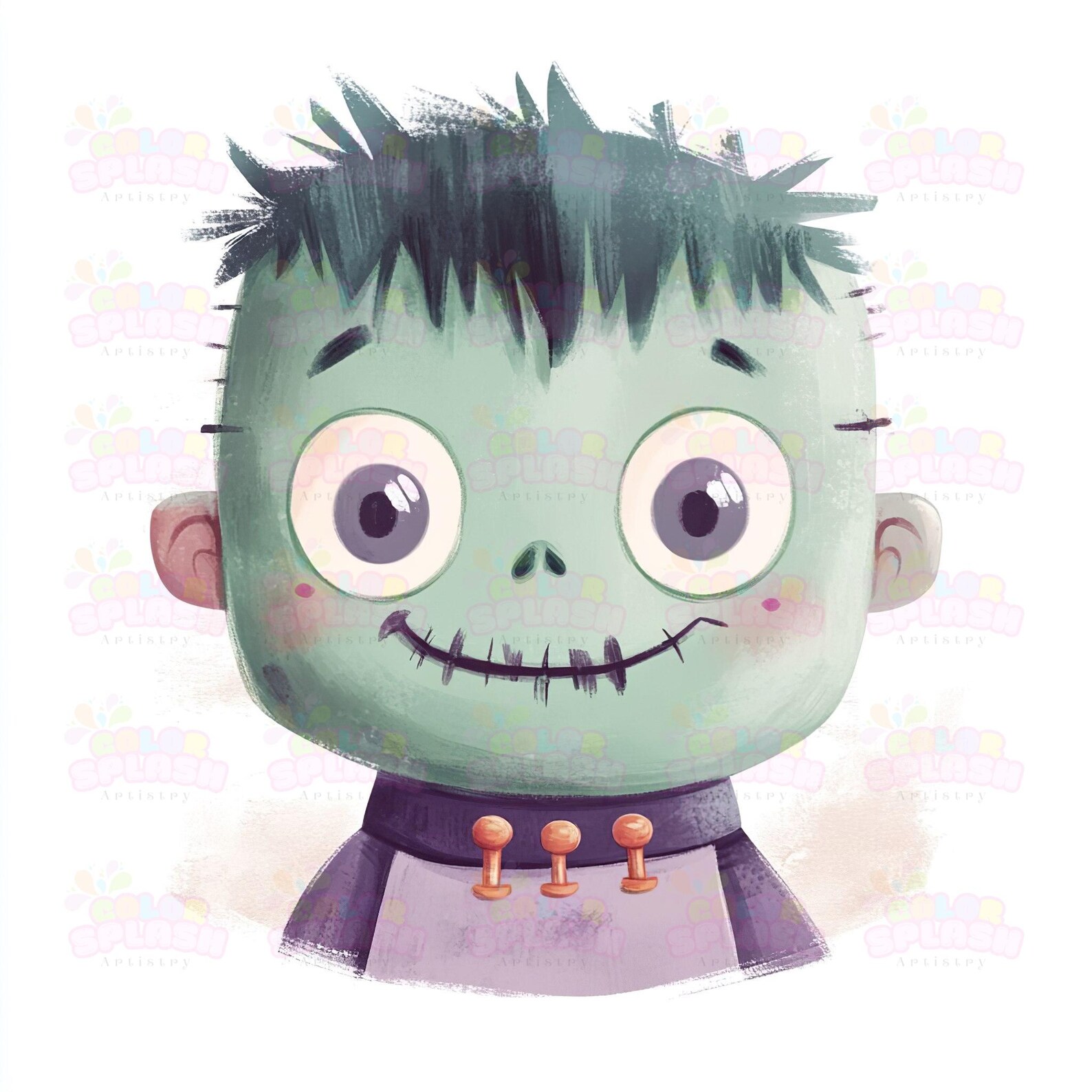 14 Cute Frankenstein Clipart | Green Monster With Bolts | Playful ...