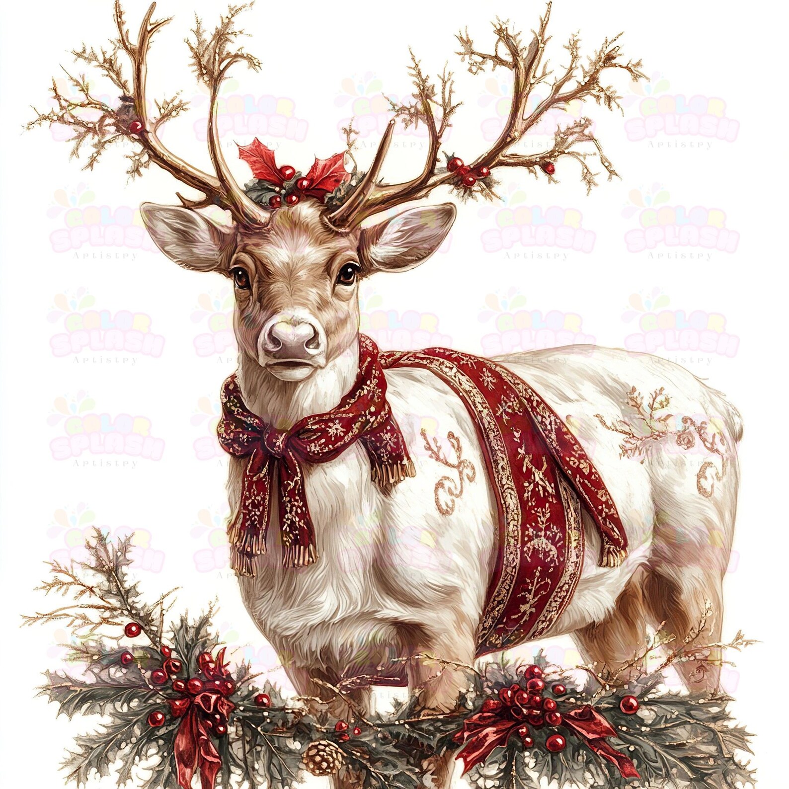 16 Detailed Santa's Reindeer Clipart | Cute Holiday Reindeer Graphics ...