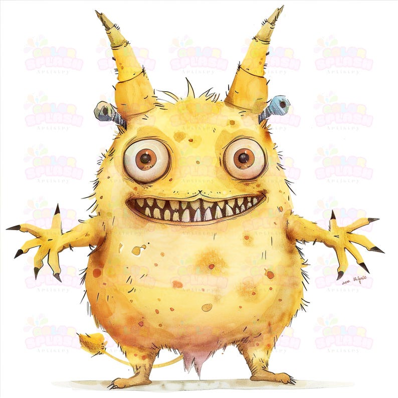 19 Playful Yellow Monster Art Print Cute Monster Illustration for Kids ...